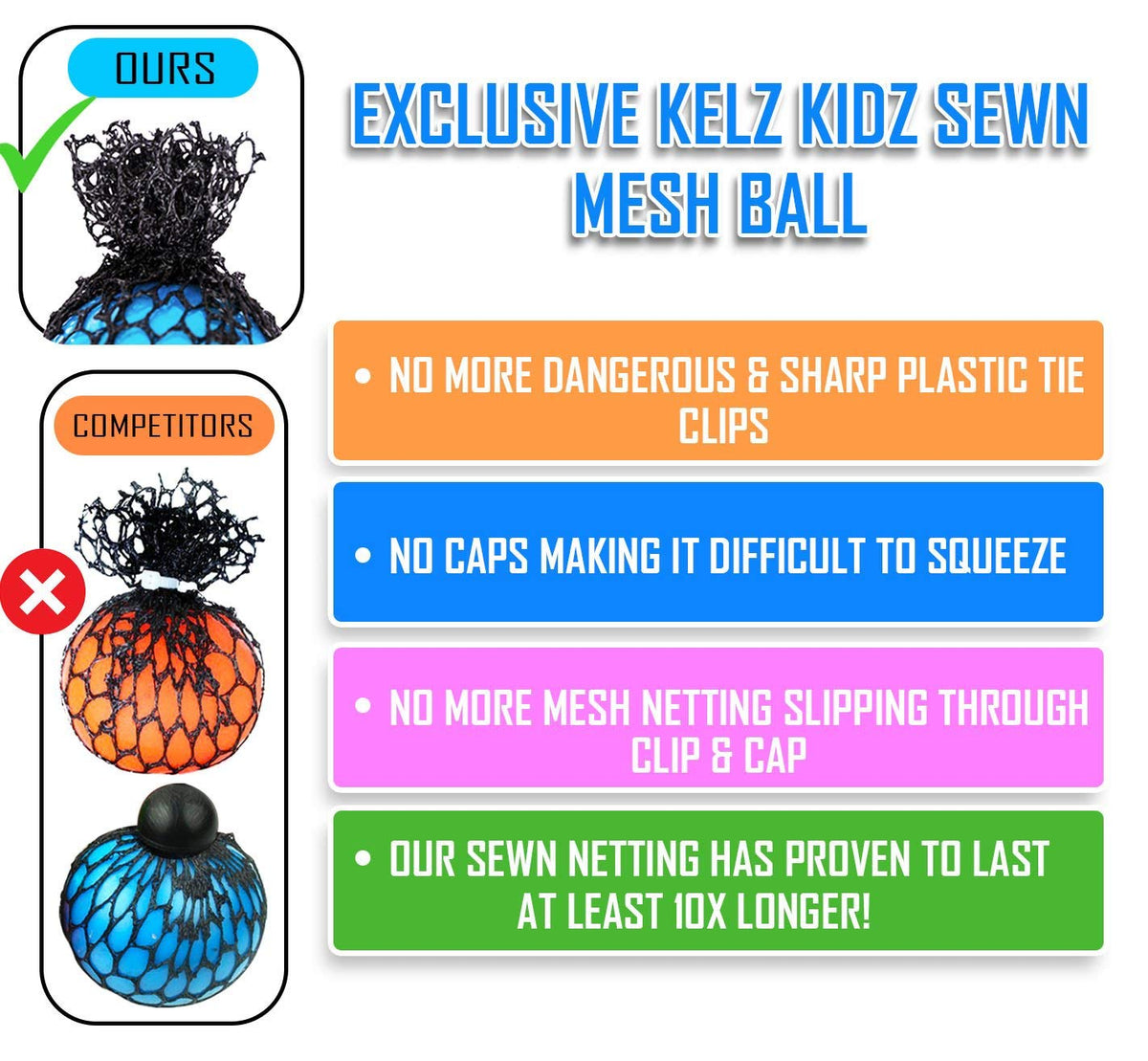 Quality & Durable Mesh Squishy Balls with Exclusive Sewn Mesh! (Case o ...