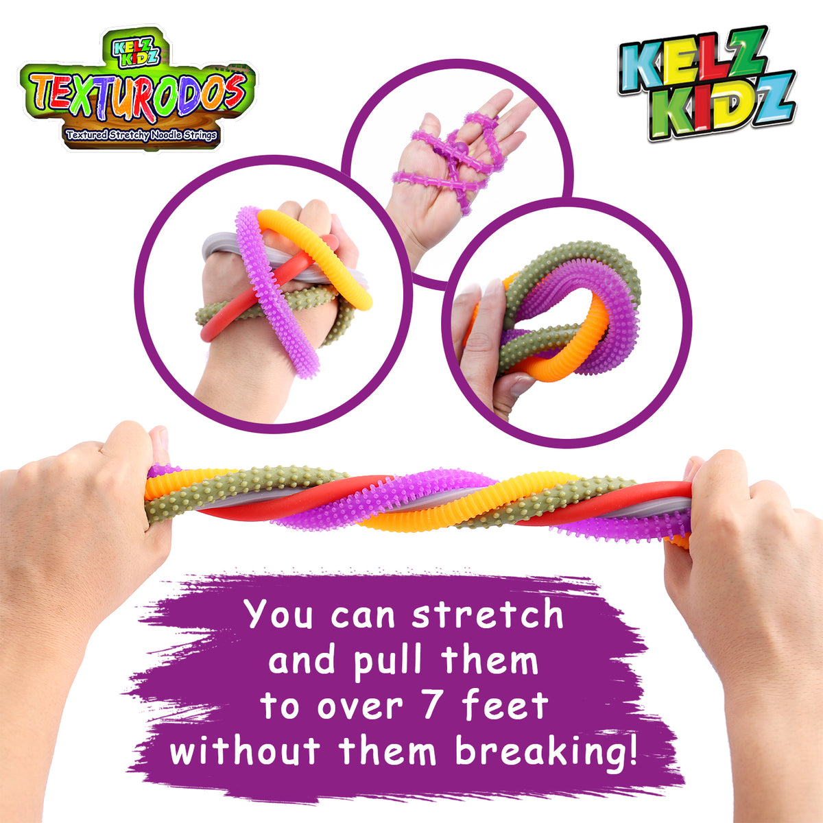 KELZ KIDZ TEXTURODOS Textured Stretchy Fidget Noodles - Monkey Noodles ...